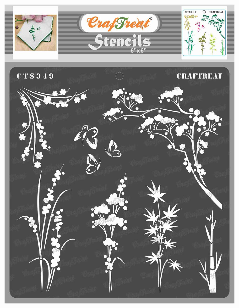 CrafTreat Reusable Wildflower Stencils for Painting on Wood, Canvas, Paper, Fabric, Floor, Wall and Tile - Wild Flower Stencils - 6x6 Inch DIY Art and Craft Stencils for Painting Flowers