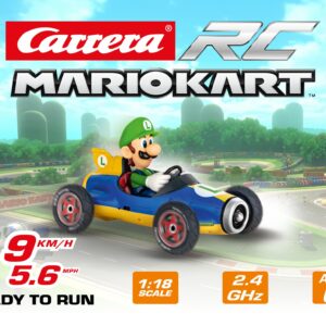 Carrera RC Official Licensed Mario Kart Mach 8 Luigi 1: 18 Scale 2.4 Ghz Remote Radio Control Car with Rechargeable Lifepo4 Battery - Kids Toys Boys/Girls, (Model: 181067)