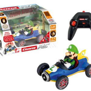 Carrera RC Official Licensed Mario Kart Mach 8 Luigi 1: 18 Scale 2.4 Ghz Remote Radio Control Car with Rechargeable Lifepo4 Battery - Kids Toys Boys/Girls, (Model: 181067)