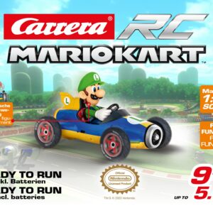 Carrera RC Official Licensed Mario Kart Mach 8 Luigi 1: 18 Scale 2.4 Ghz Remote Radio Control Car with Rechargeable Lifepo4 Battery - Kids Toys Boys/Girls, (Model: 181067)