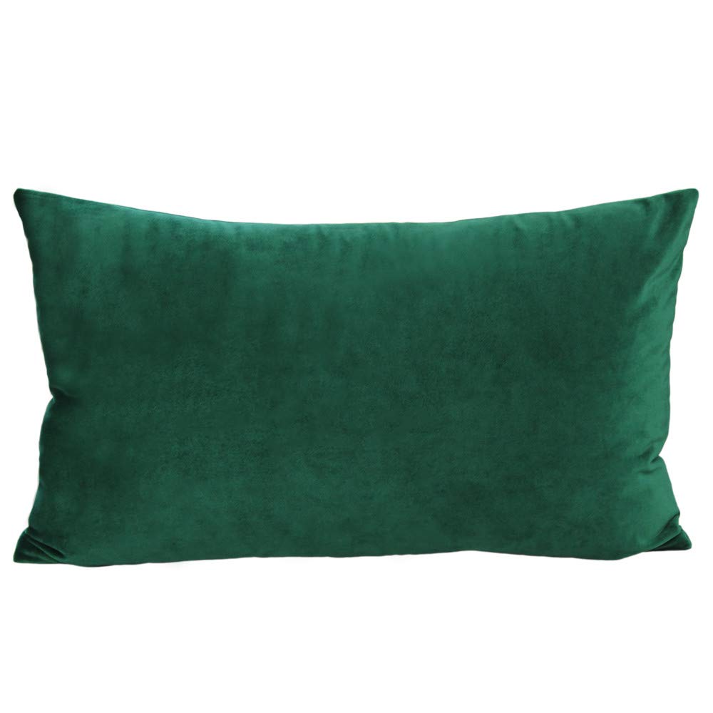 12x20 Set of 2 Lumbar Throw Pillow Covers Green Christmas Velvet Decorative Rectangle Cozy Cushion Cases Xmas Home Decor for Living Room Couch Sofa