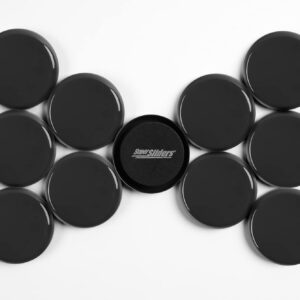 Super Sliders 2 1/2" Round Reusable Furniture Sliders for Carpet - Effortless Moving and Surface Protection, Black (8 Pack)