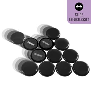 Super Sliders 2 1/2" Round Reusable Furniture Sliders for Carpet - Effortless Moving and Surface Protection, Black (8 Pack)