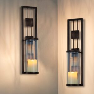 Shelving Solution Wall Sconce Candle Holder Metal Wall Decorations for Living Room, Bathroom, Dining Room, Set of 2