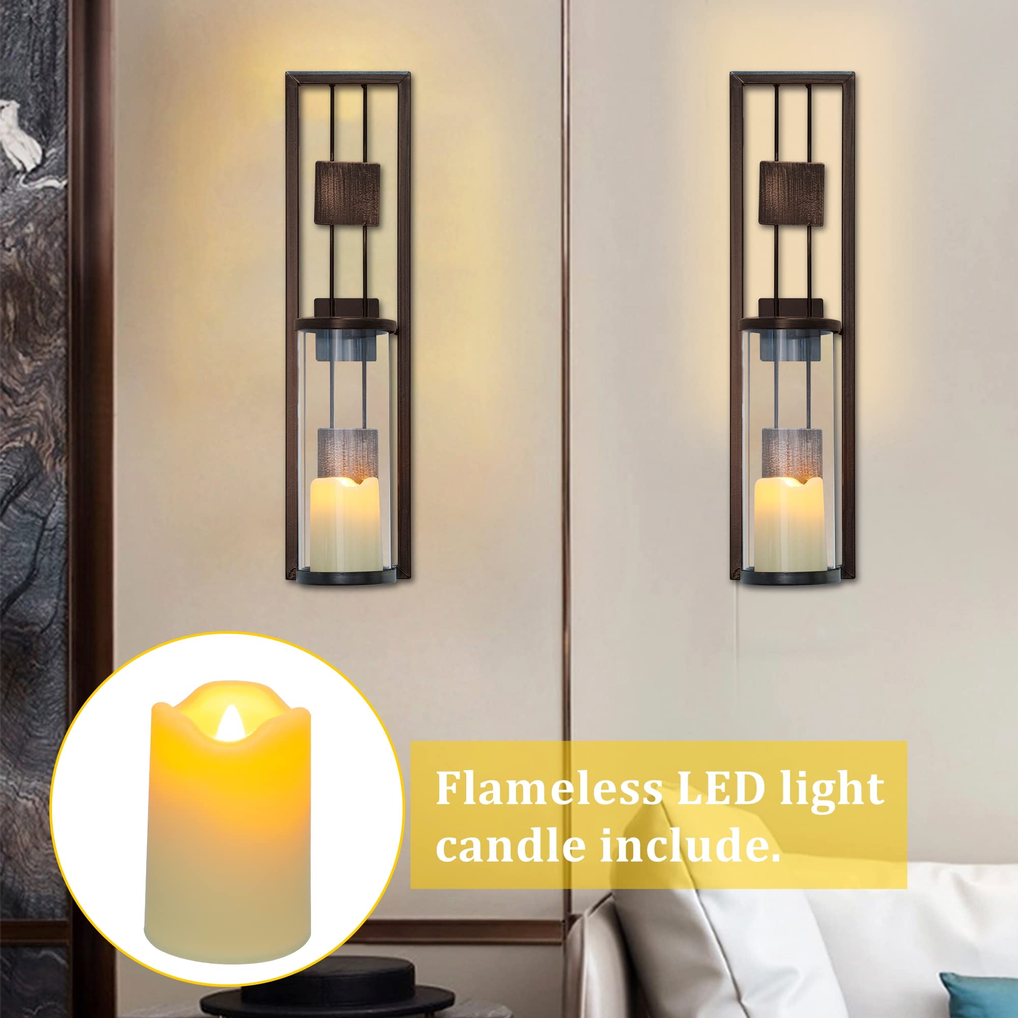 Shelving Solution Wall Sconce Candle Holder Metal Wall Decorations for Living Room, Bathroom, Dining Room, Set of 2