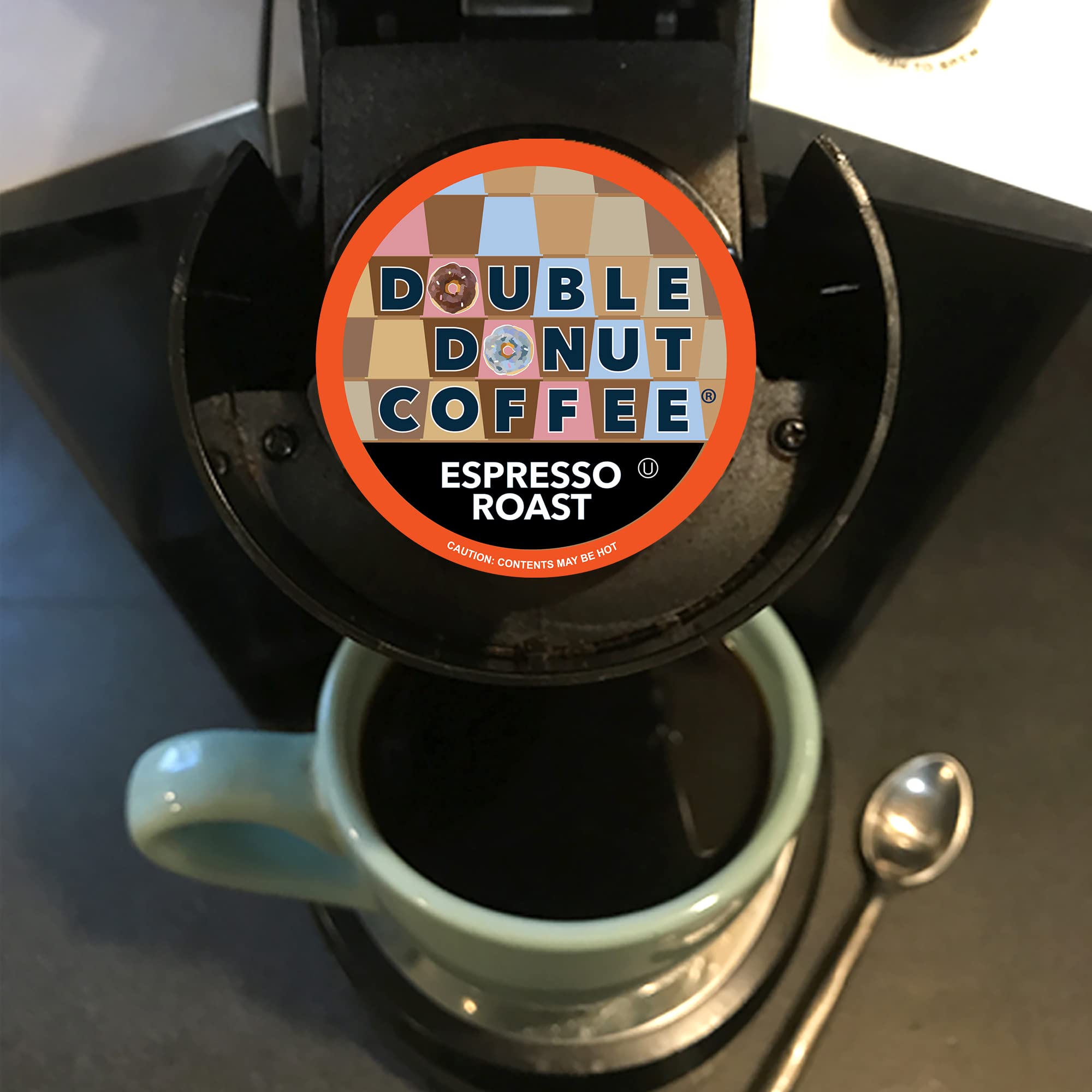 Double Donut Coffee Espresso Roast Blend in Recyclable Single Serve Espresso Pods for the Keurig K Cup Machine, 24 Count