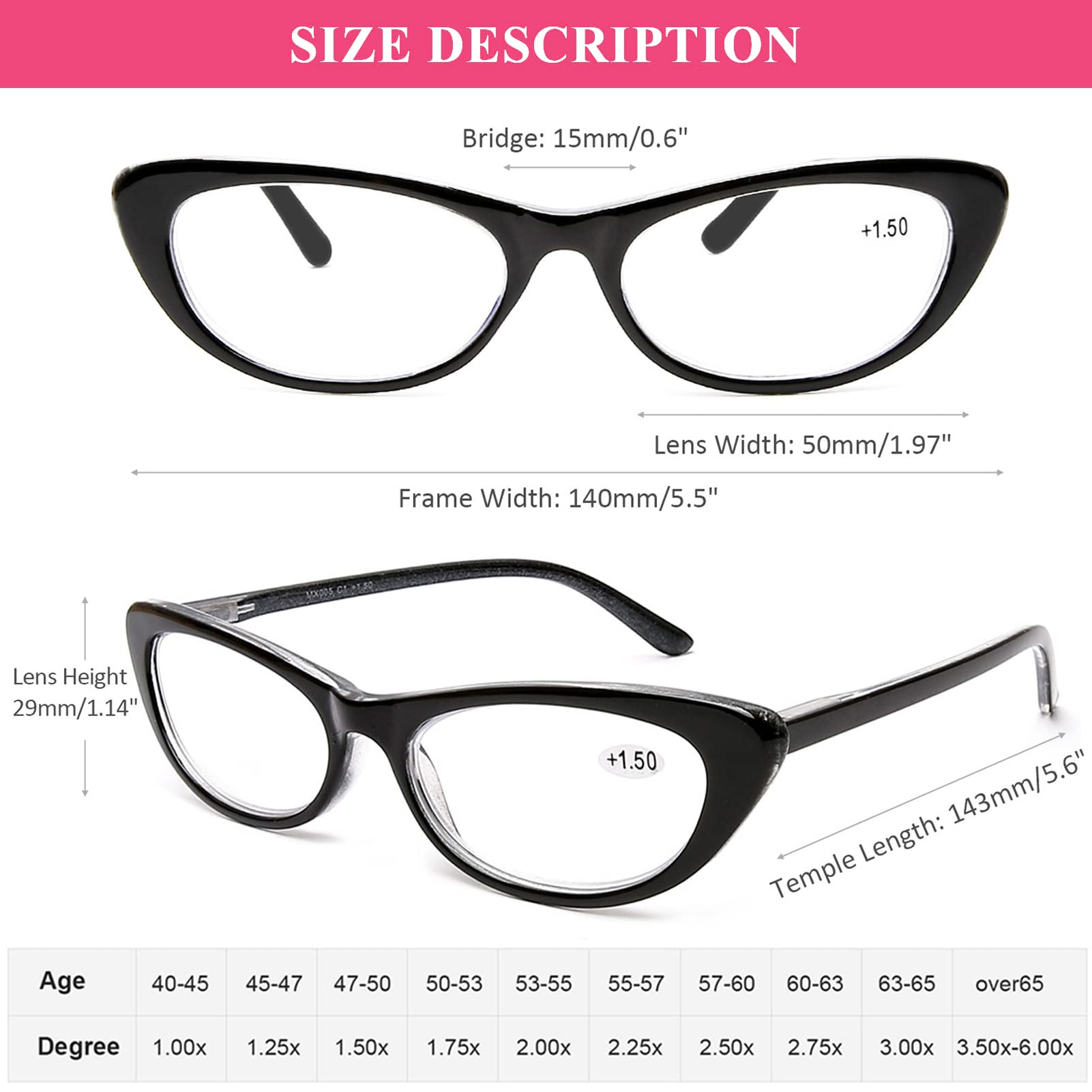 AQWANO Computer Reading Glasses Designer Blue Light Blocking Cat Eye Eyeglasses Readers Anti UV400 Digital Eyestrain for Women, 1.5