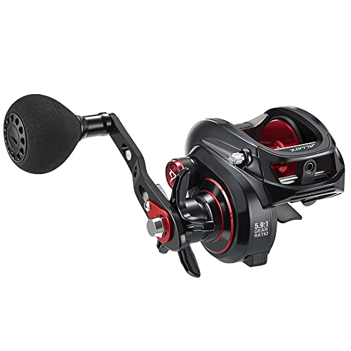 Piscifun Alijoz Baitcasting Reels Low Profile Baitcaster Aluminum Frame Baitcast Fishing reel, Size 300, 33lb Drag 5.9:1 Gear Ratio Freshwater Saltwater Power Handle Casting Reels (Right Handed)