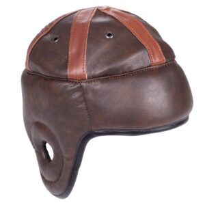 vintage leather football helmet - american football memorabilia & mini collector's item for display cases, museums, fan rooms, & man caves - authentic leather helmet, leatherhead style