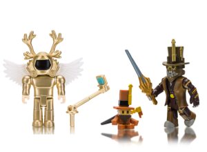 roblox action collection - steampunk, simoon68 golden god + chillthrill709 two figure bundle [includes 2 exclusive virtual items]