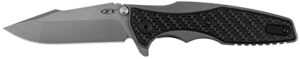 zero tolerance hinderer cf pocketknife; 3.5-inch blade of 20cv stainless steel; titanium handle with glow-in-the-dark carbon fiber overlay, frame lock, made in the usa (0393glcf)