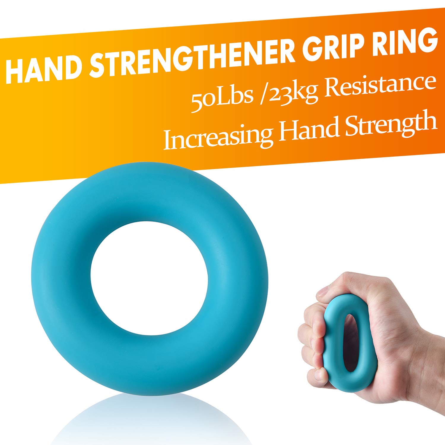 IMENSEAS Grip Strength Trainer 7 Pack Adjustable Hand Gripper, Finger Stretcher Resistance Extensor Bands, Finger Exerciser, Grip Strength Ring & Stress Ball, Hand Grip Strengthener, Blue