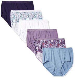 hanes women's signature cotton breathe briefs underwear pack, 6-pack (colors may vary), assorted mix (solid, heather, and/or prints)