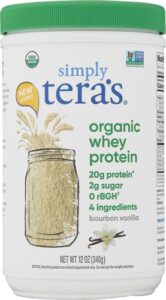 simply tera's organic whey protein bourbon vanilla, 12 oz