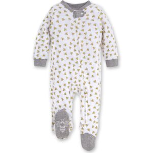 burt's bees baby sleep and play pjs, 100% organic cotton one-piece zip front romper jumpsuit pajamas