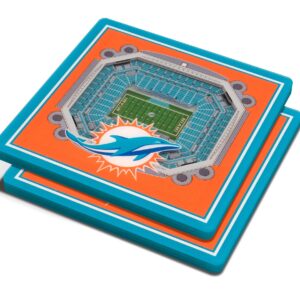 YouTheFan NFL Miami Dolphins 3D StadiumView Coasters - Hard Rock Stadium, 1 Count (Pack of 2)