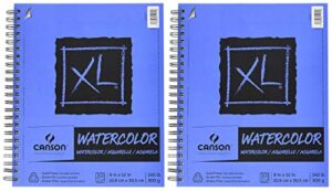 2-pack bundle - canson xl series watercolor paper - 9 x 12 inch - textured, cold press - side wire bound, 140 pound, 30 sheets each