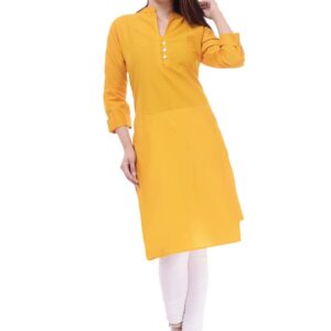 Ramkudi Indian Women's Plain Cotton Kurti Top (Mustrad)