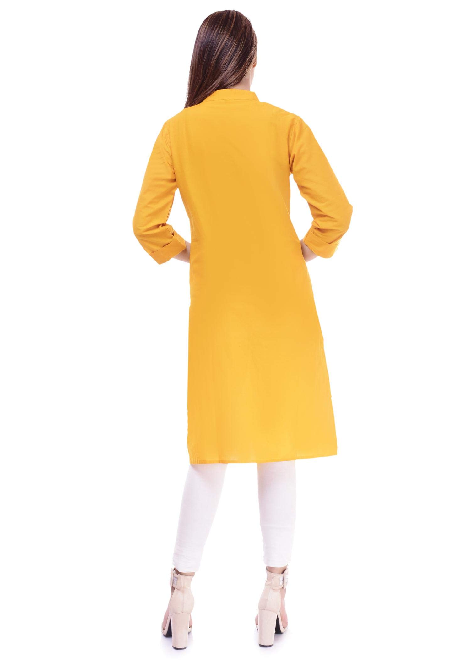 Ramkudi Indian Women's Plain Cotton Kurti Top (Mustrad)