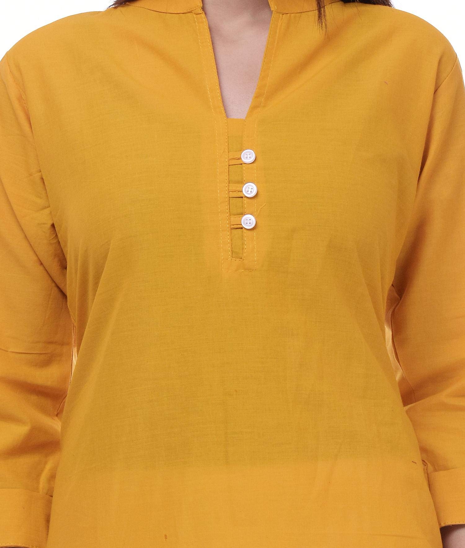 Ramkudi Indian Women's Plain Cotton Kurti Top (Mustrad)