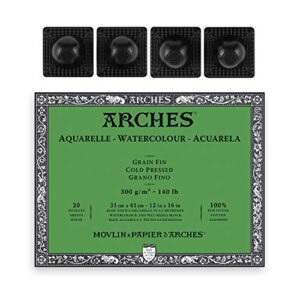 arches watercolor paper block - cold press 140lb - 12x16 - with 4-pack upsyde angle lifts