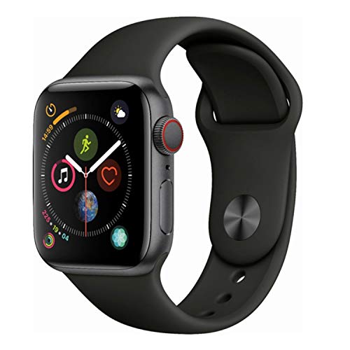 Apple Watch Series 4 (GPS + Cellular, 40MM) - Space Gray Aluminum Case with Black Sport Band (Renewed)