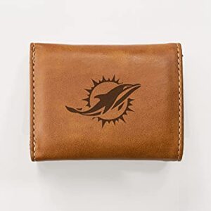 Rico Industries Laser Engraved Trifold Wallet, Miami Dolphins, Brown