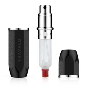 Travalo Vector Travel Perfume Atomizer | TSA Approved Mini Perfume Refillable Bottle | Travel Perfume Bottle Refillable | Travel Size Perfume w/Case | Stylish Refillable Perfume Bottle | Black 0.17oz