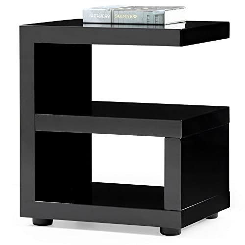 ZURI Furniture Jayden High Gloss Modern Side Table - Black