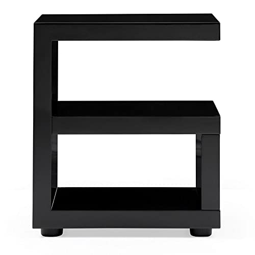 ZURI Furniture Jayden High Gloss Modern Side Table - Black