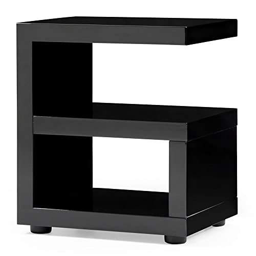 ZURI Furniture Jayden High Gloss Modern Side Table - Black