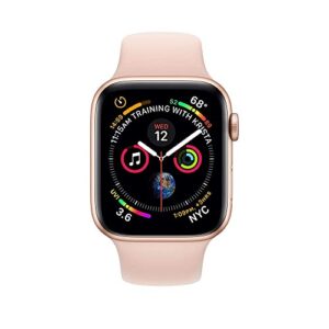 apple watch series 4 (gps + cellular, 44mm) - gold aluminum case with pink sand sport band (renewed)