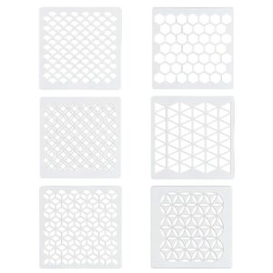 6 Set Sacred Geometric Honeycomb Stencils, 7Inch Sashiko Stencil Art Painting Templates for Scrapbooking Drawing Tracing DIY Furniture Wall Floor Décor