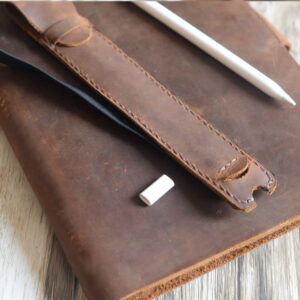 2019 iPad mini 6 / air 10.5 / New iPad 9.7 / Pro 12.9 / Pro 10.5 Leather Case detachable apple pencil holder - 602B - Distressed Brown