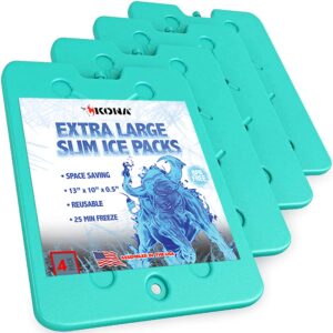 kona large ice packs for coolers - slim space saving design - 25 minute freeze time (bulk 4 pack)