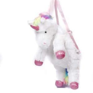 Plushland Fluffy Plush Rainbow Unicorn Backpack Stuffed Animal Toy 14 Inches Cuddly Autism ADHD Soft Magical Gifts Present Birthday Love School Pal Buddies Friendship