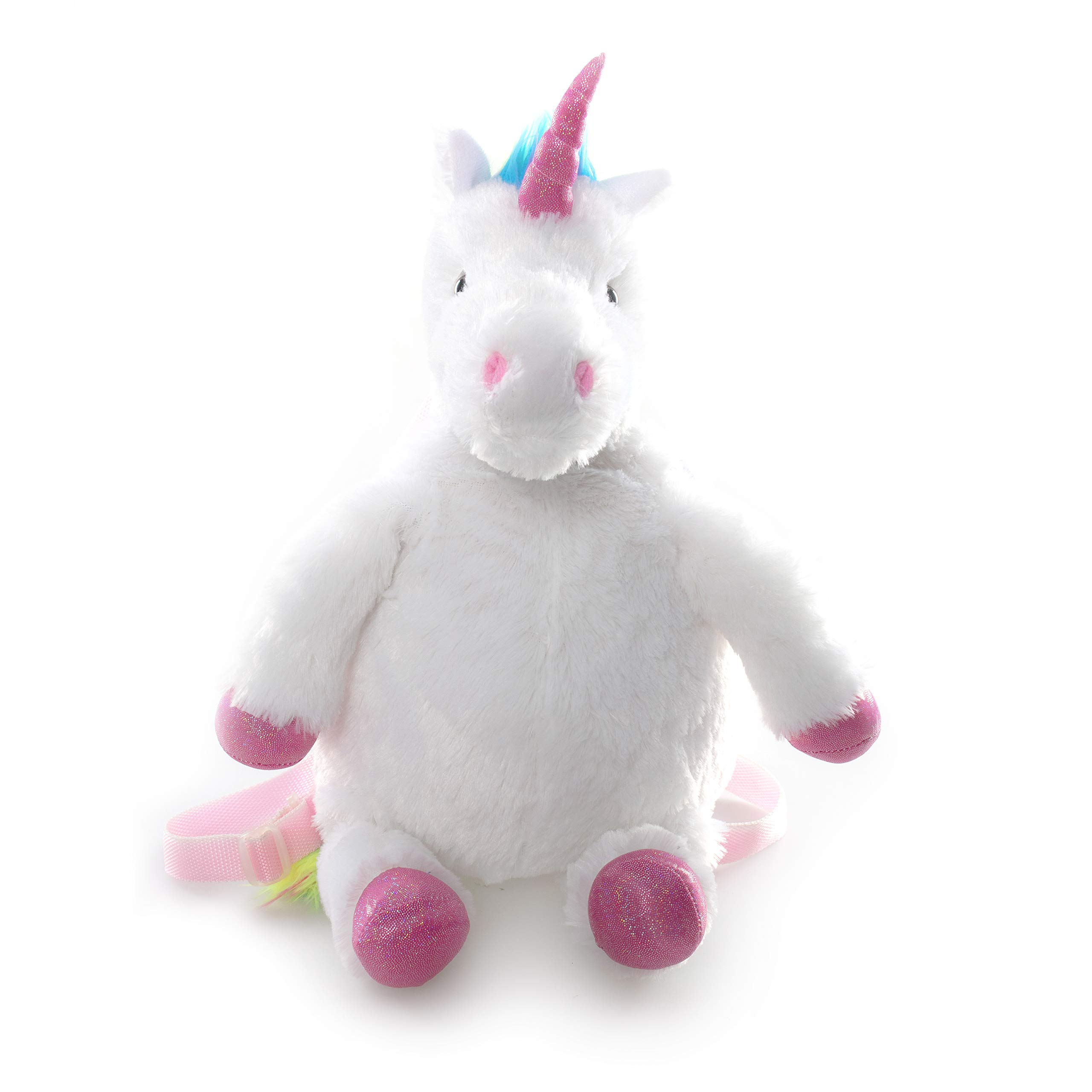 Plushland Fluffy Plush Rainbow Unicorn Backpack Stuffed Animal Toy 14 Inches Cuddly Autism ADHD Soft Magical Gifts Present Birthday Love School Pal Buddies Friendship