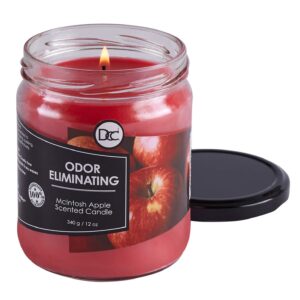 Mcintosh Apple Odor Eliminating Highly Fragranced Candle - Eliminates 95% of Pet, Smoke, Food, and Other Smells Quickly - Up to 80 Hour Burn time - 12 Ounce Premium Soy Blend