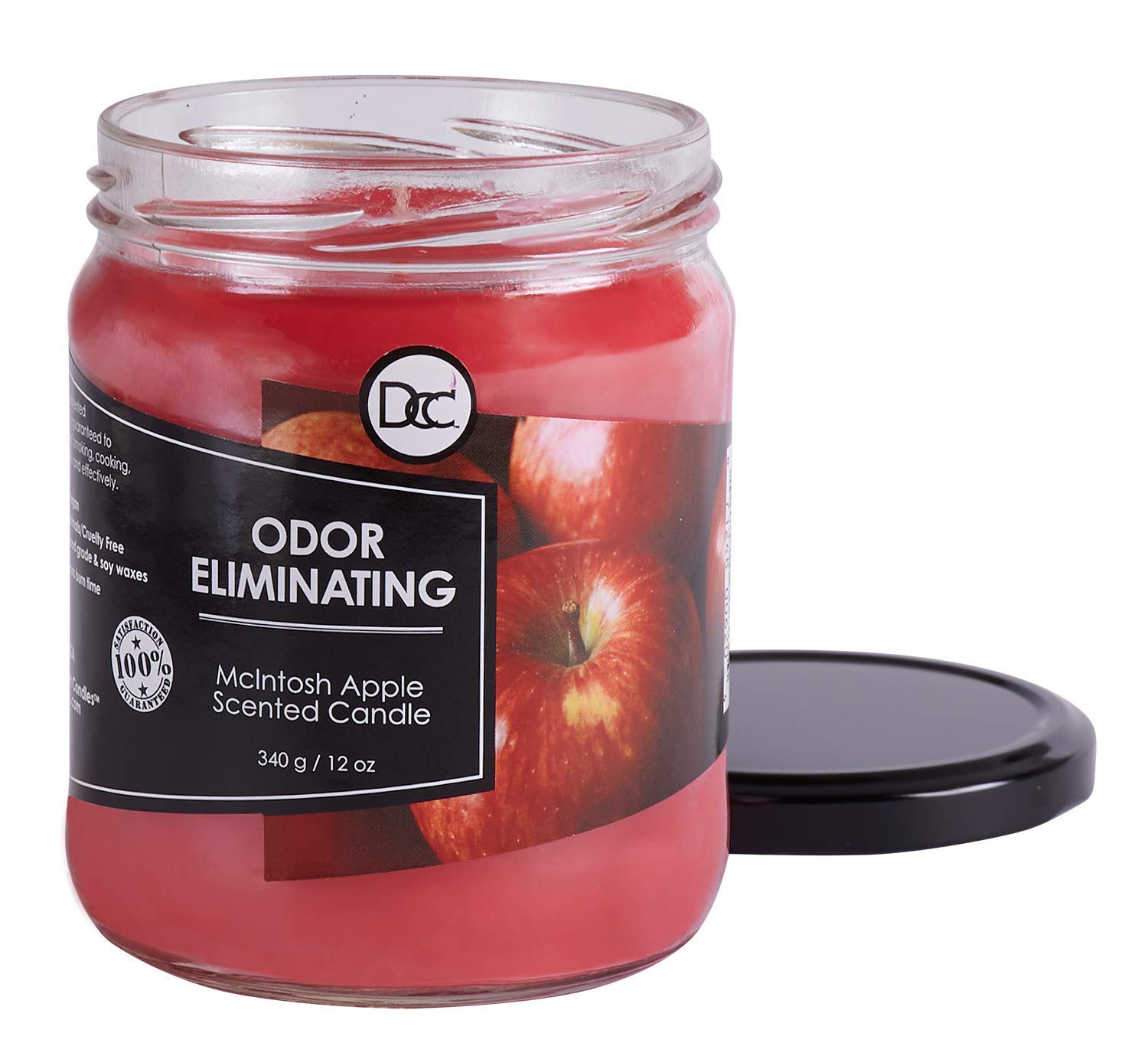 Mcintosh Apple Odor Eliminating Highly Fragranced Candle - Eliminates 95% of Pet, Smoke, Food, and Other Smells Quickly - Up to 80 Hour Burn time - 12 Ounce Premium Soy Blend