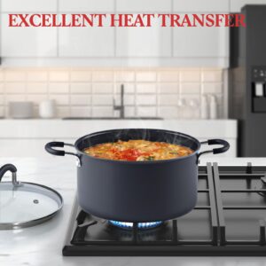 Cook N Home Casserole Dutch Oven Stockpot With Lid Professional Hard Anodized Nonstick 6-Quart , Oven Safe - with Stay-Cool Handles, black