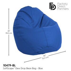 Factory Direct Partners 10479-BL SoftScape Dew Drop Bean Bag Chair with Supportive High-Back Design - Blue