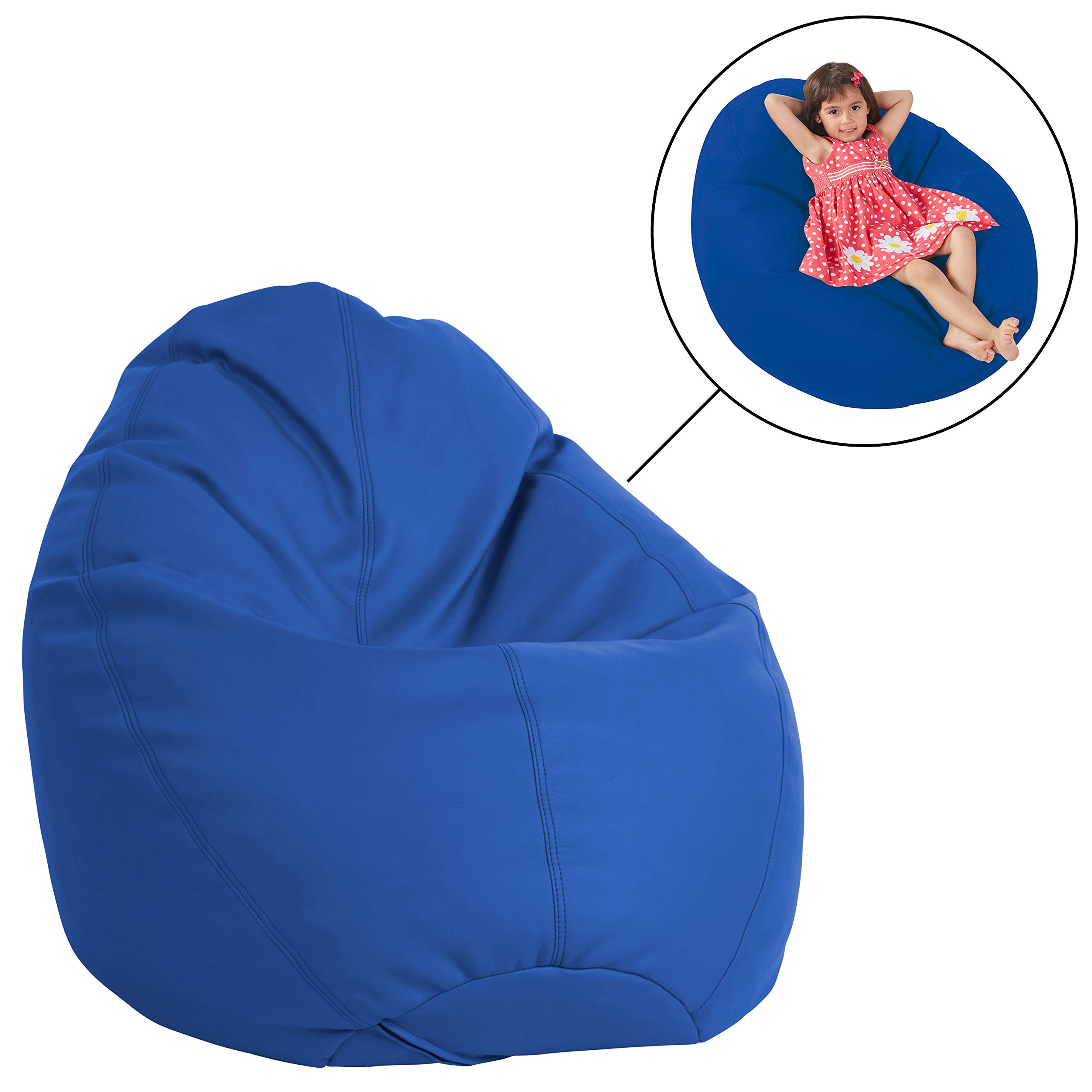 Factory Direct Partners 10479-BL SoftScape Dew Drop Bean Bag Chair with Supportive High-Back Design - Blue