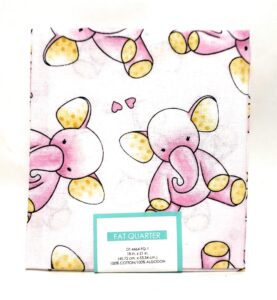 fat quarter 18 x 21 cotton quilting fabric - pink baby elephants - 1 pc