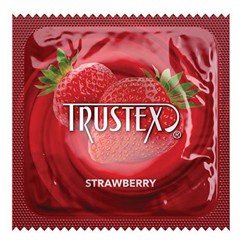 Trustex Strawberry + Brass Lunamax Pocket Case, Flavored Lubricated Latex Condoms-24 Count