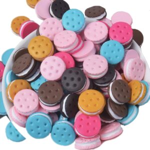 ximkee assorted 30pcs cute slime charms beads cookies donut macaron dessert resin charms slices flatback buttons for jewelry making handicraft accessories scrapbooking phone case decor (binggan)