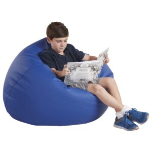 factory direct partners 10478-bl softscape classic 35" junior bean bag chair, furniture for kids, libraries or home - blue