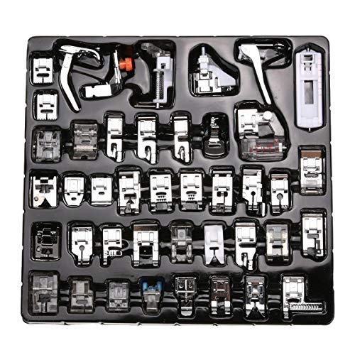 CKPSMS Brand -#KP-19015 42PCS Domestic Sewing Machine Presser Feet Set Compatible with/Replacement for Brother brand Babylock brand Singer brand Janome brand Low Shank Sewing Machines (42PCS)