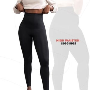 SHAPERMINT Compression Leggings for Women - Tummy Control Leggings for Women - Black Leggings Women - Womens Leggings - High Waisted Leggings - Black Leggings Tummy Control, X-Large