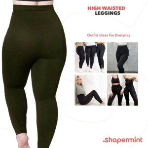 SHAPERMINT Compression Leggings for Women - Tummy Control Leggings for Women - Black Leggings Women - Womens Leggings - High Waisted Leggings - Black Leggings Tummy Control, X-Large