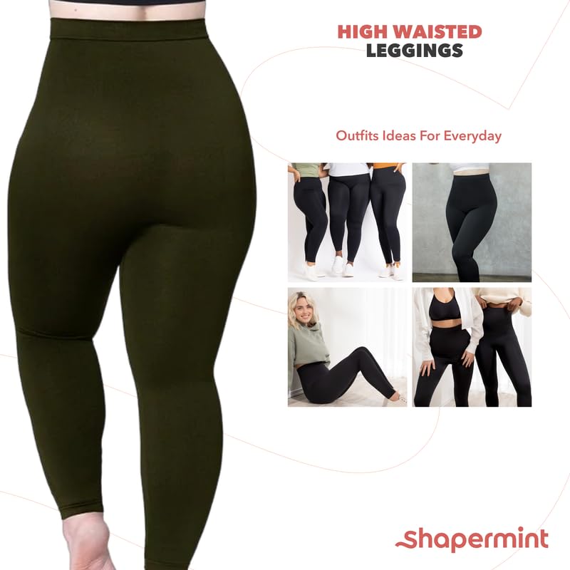 SHAPERMINT Compression Leggings for Women - Tummy Control Leggings for Women - Black Leggings Women - Womens Leggings - High Waisted Leggings - Black Leggings Tummy Control, X-Large